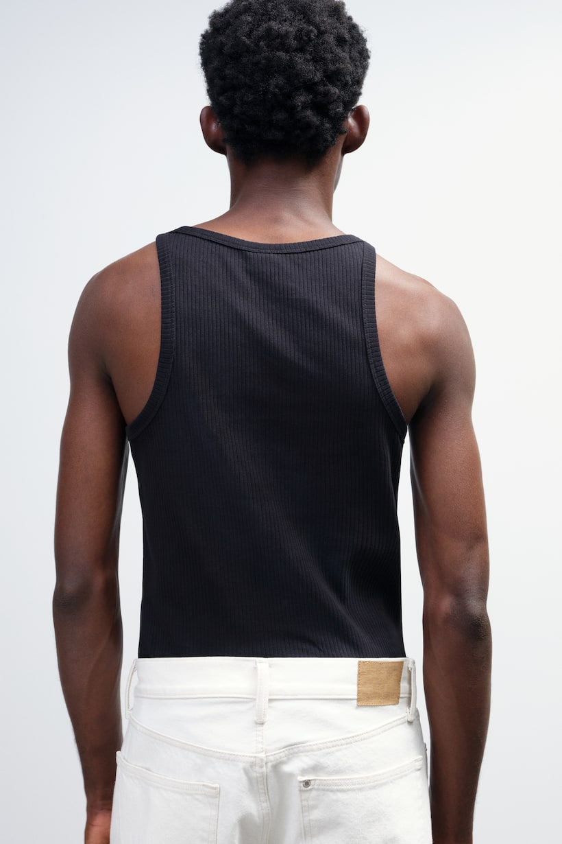Slim-Fit Ribbed Tank Top - Black - Men | H&M US