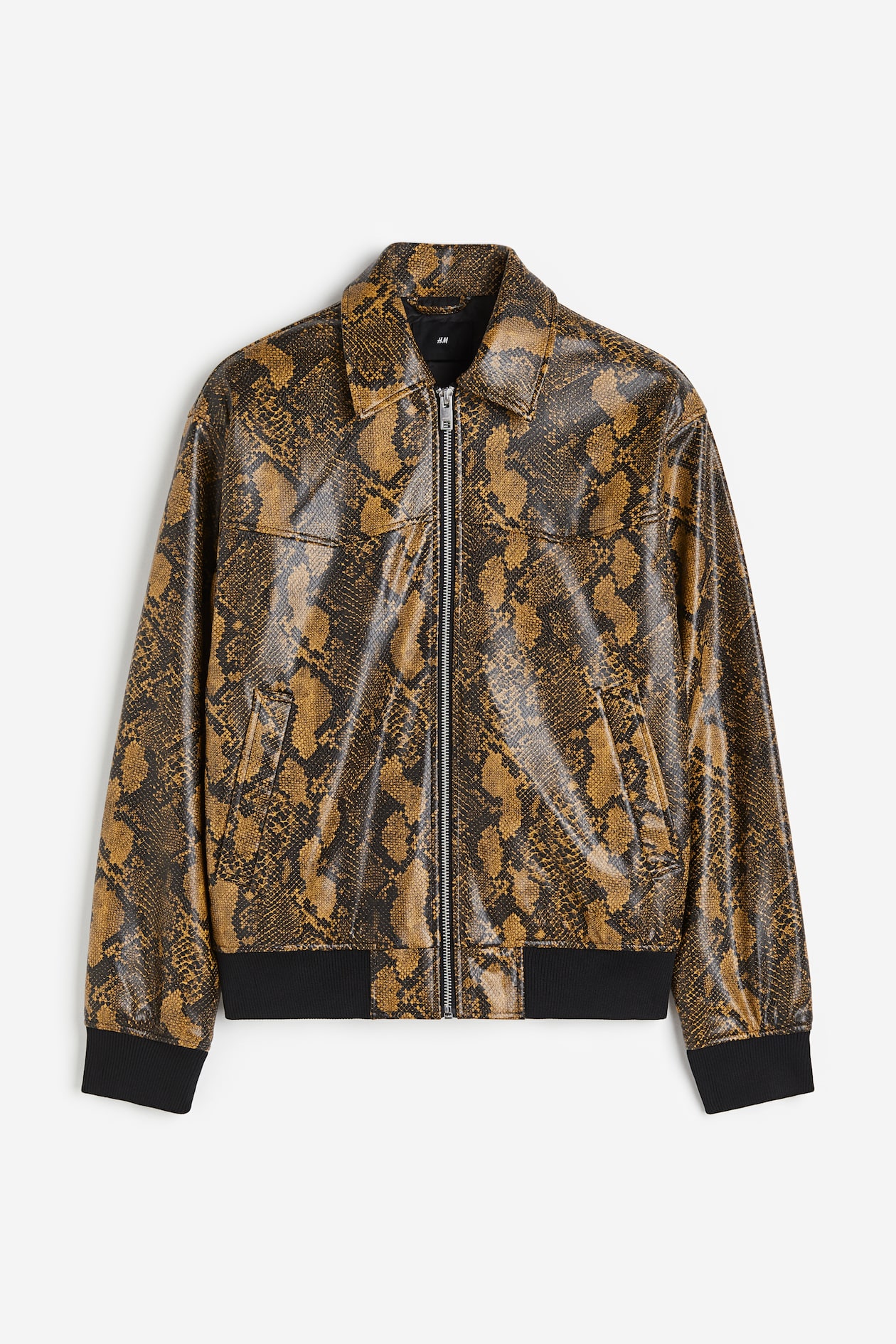 Men’s Brown/snakeskin-patterned Slim Fit Coated Jacket | H&M CA