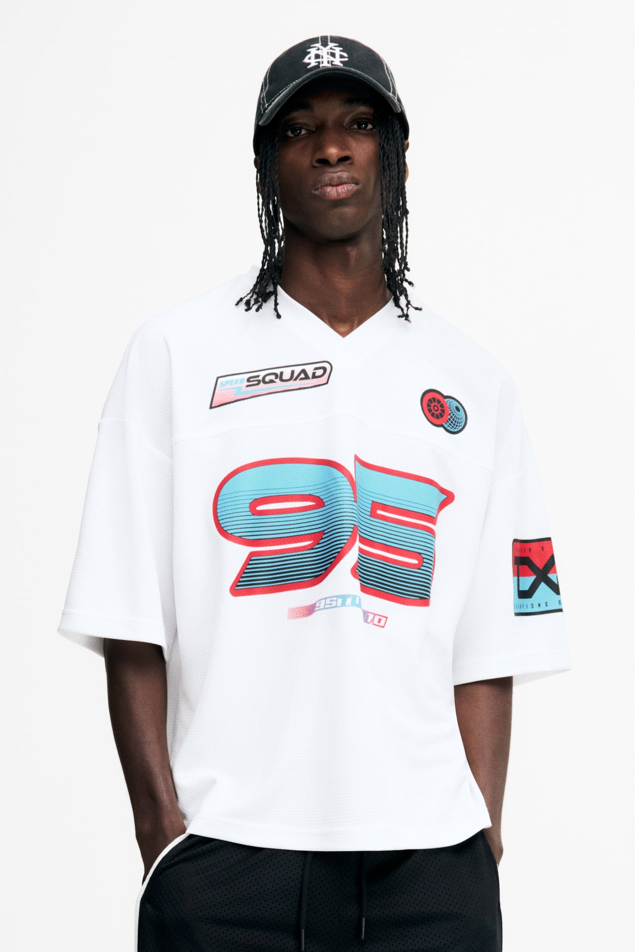T-shirt em mesh estampada Oversized Fit - Branco/95 - HOMEM | H&M PT