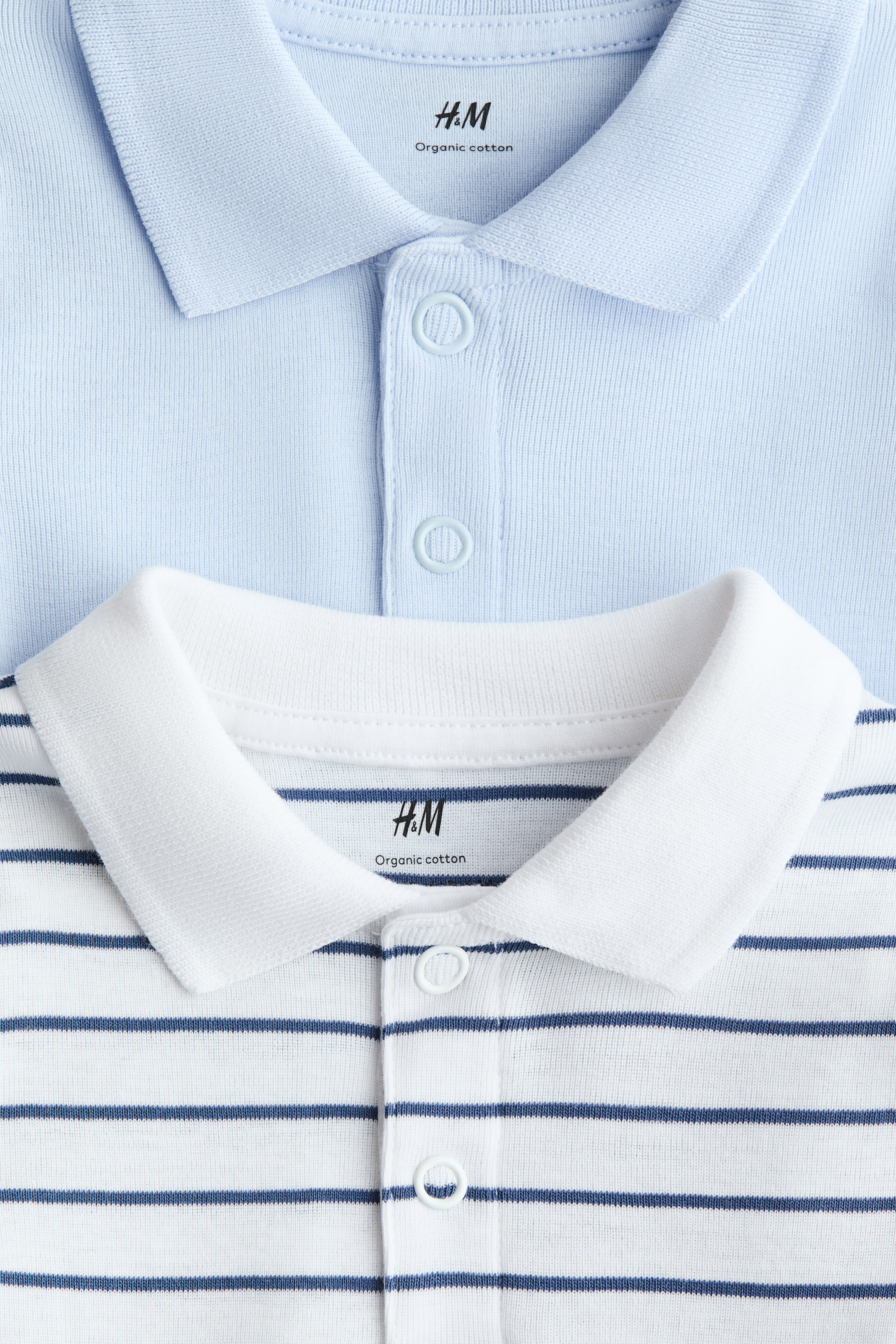 Light blue/white striped 2-Pack Polo-Style Bodysuits for kids | H&M PH