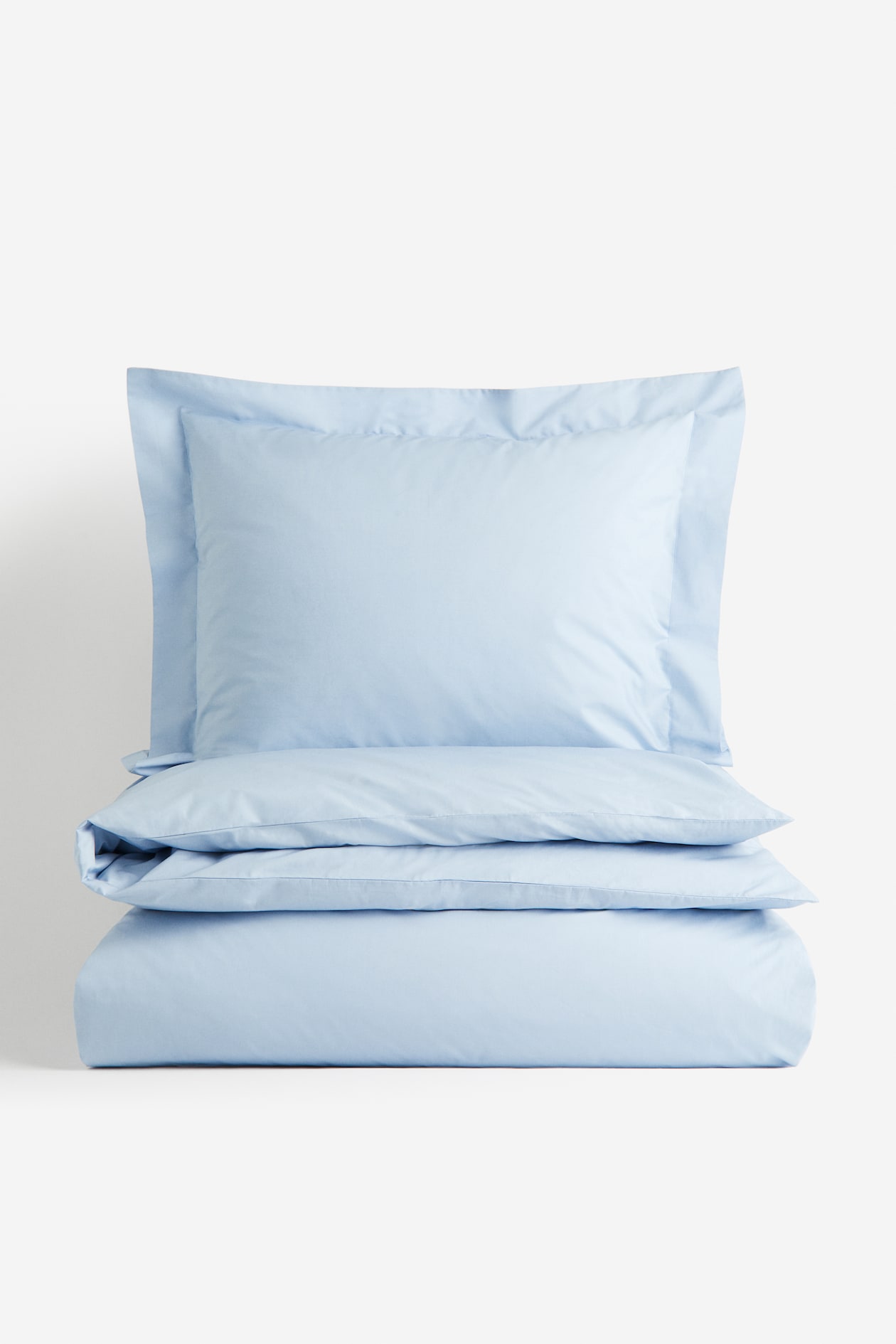 Single cotton percale duvet cover set - Light blue - Home All | H&M GB