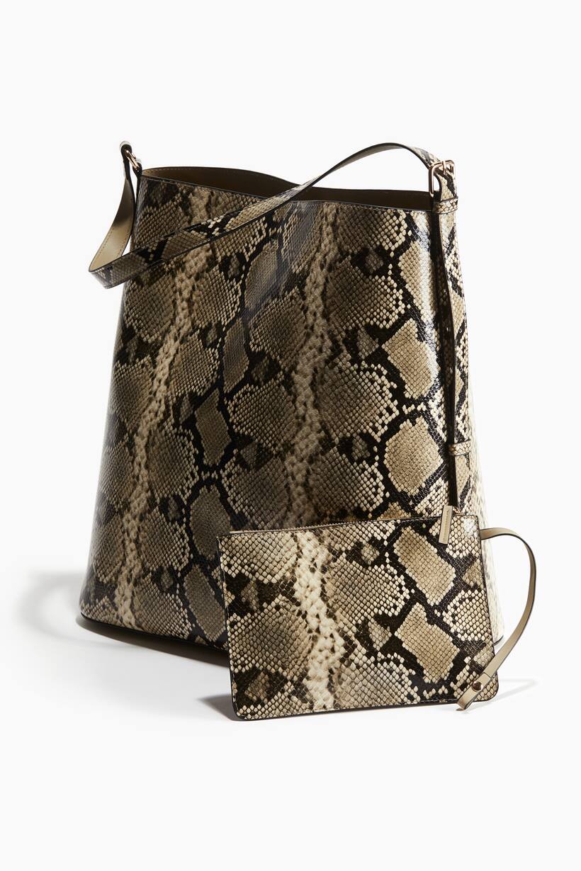 Women's Beige/snakeskin-patterned Tote Bag with Pouch Bag | H&M US