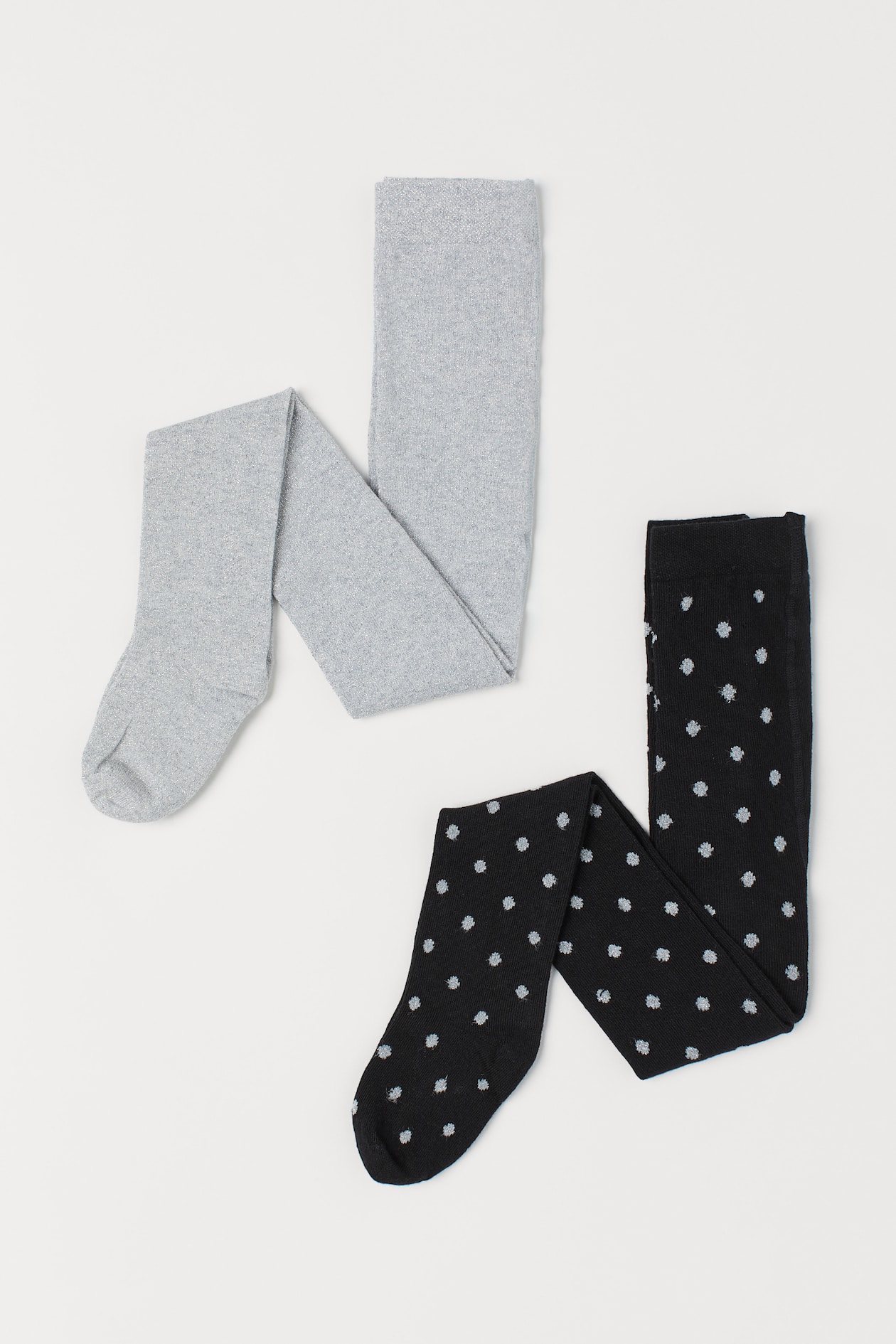 Dva para fino pletenih hulahopki - Black/Spotted - Kids | H&M RS