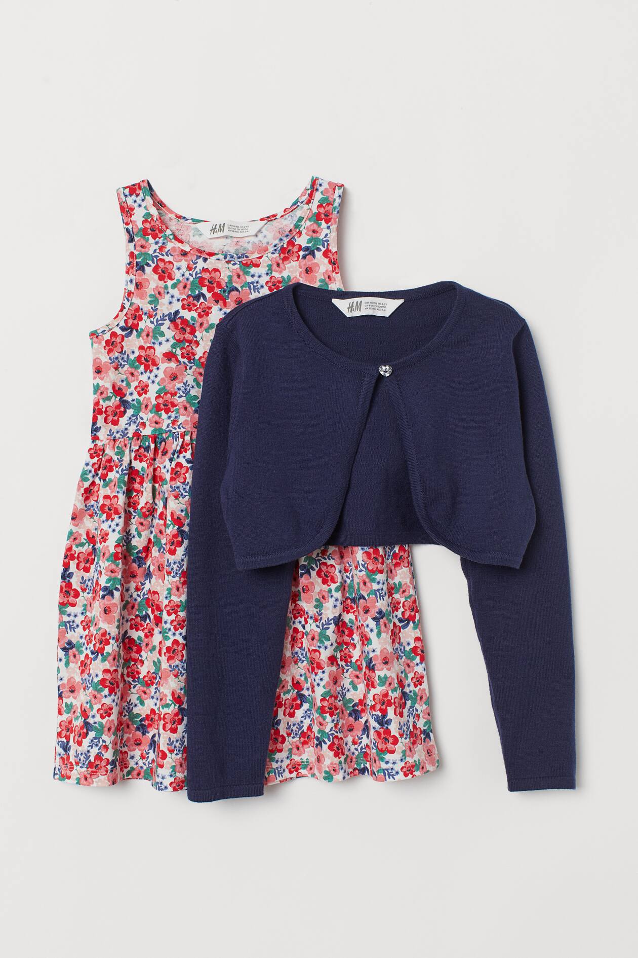 Bolero och klänning - Ärmlös - Mörkblå/Blommig - BARN | H&M SE