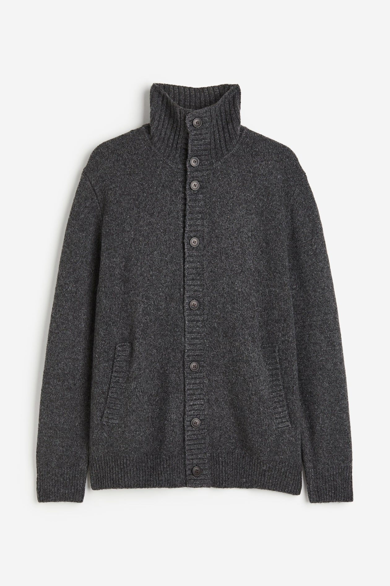 Regular Fit Funnel-collar cardigan - Dark grey - Men | H&M MY