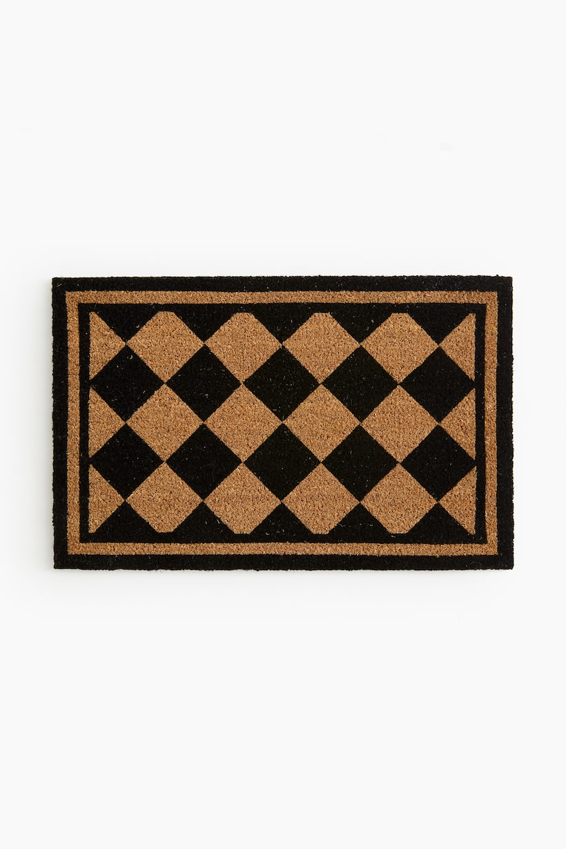 Patterned Coconut Fiber Doormat - Black/diamond-patterned - Home All ...