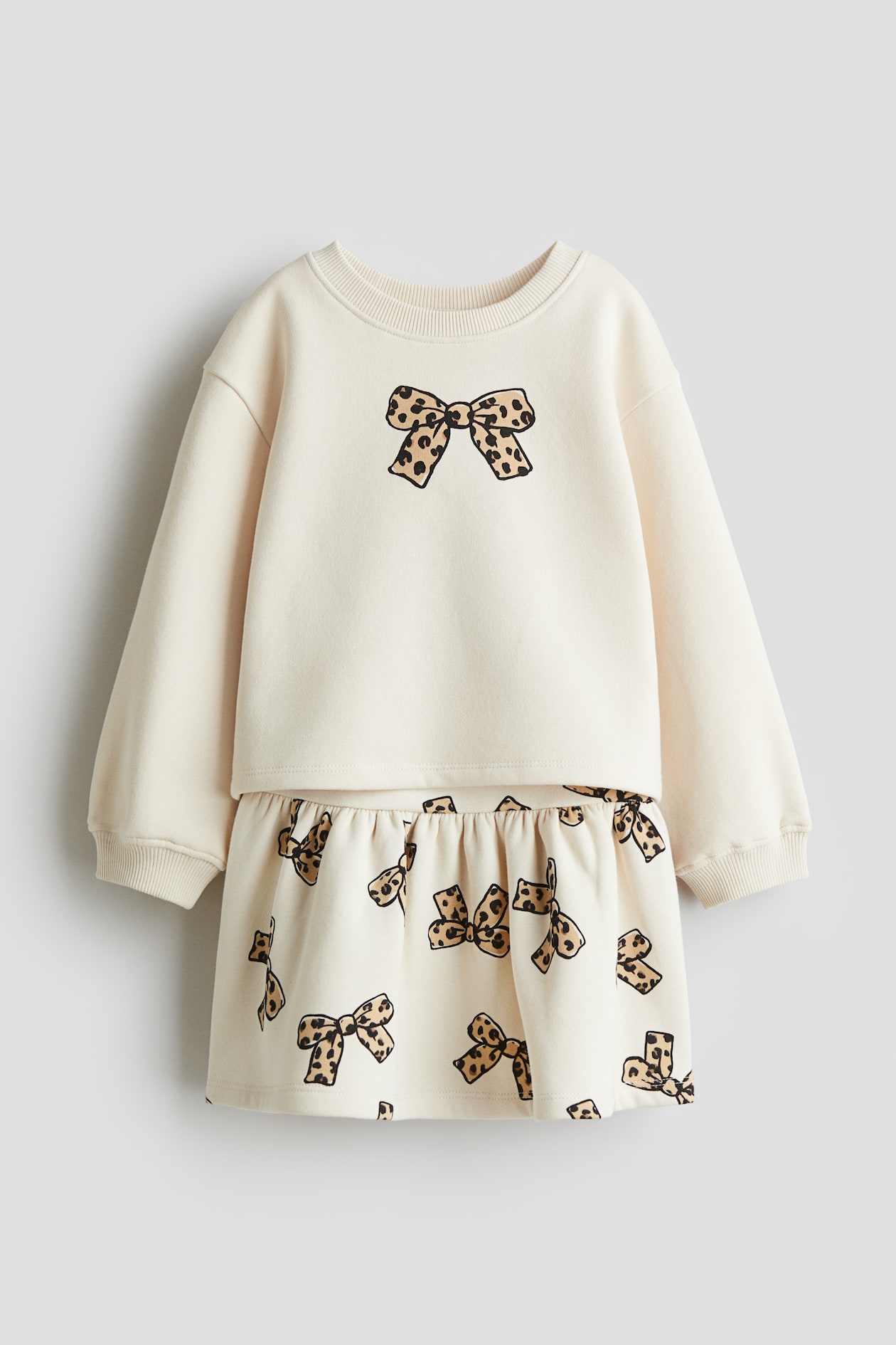 Cream/bows 2-Piece Sweatshirt and Skirt Set for kids | H&M CA