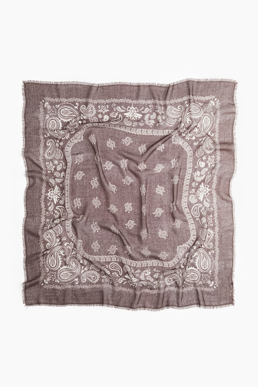Patterned Scarf - Dark brown/paisley pattern - Ladies | H&M US