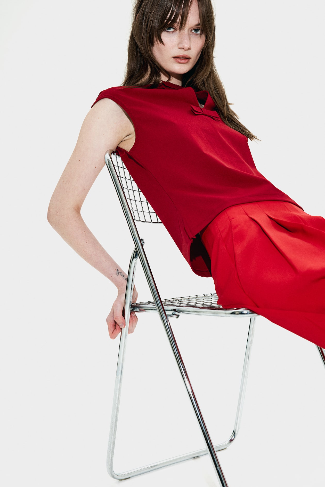 Bow-front top - Dark red - Ladies | H&M GB