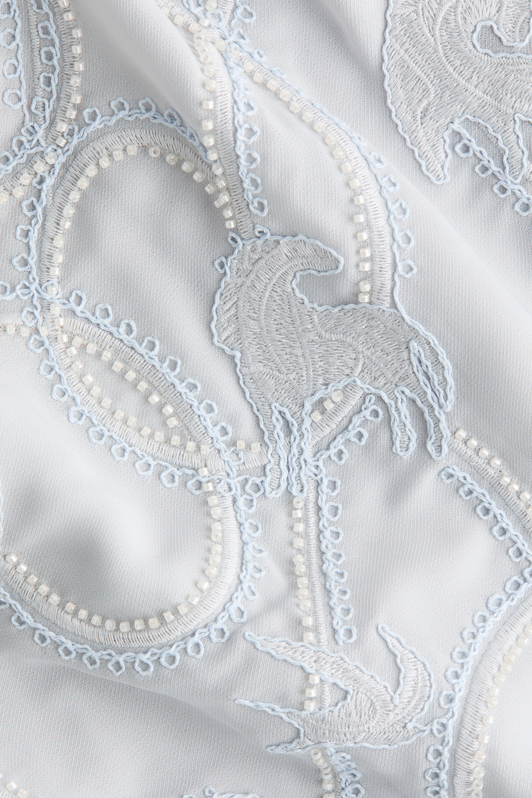 Bead-embroidered strappy top - Light grey - Ladies | H&M HK