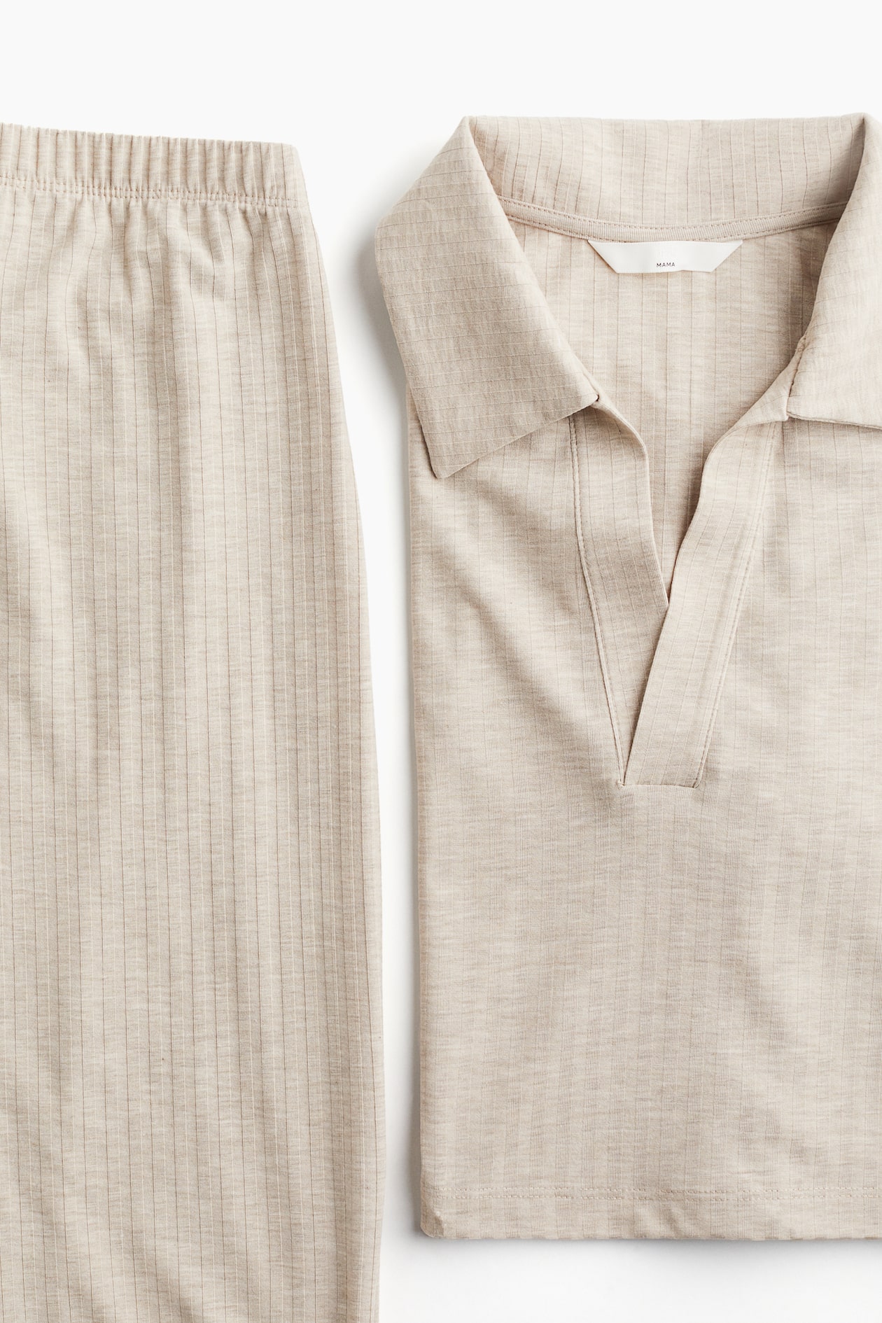 MAMA 2-piece Ribbed Set - Beige melange - Ladies | H&M US