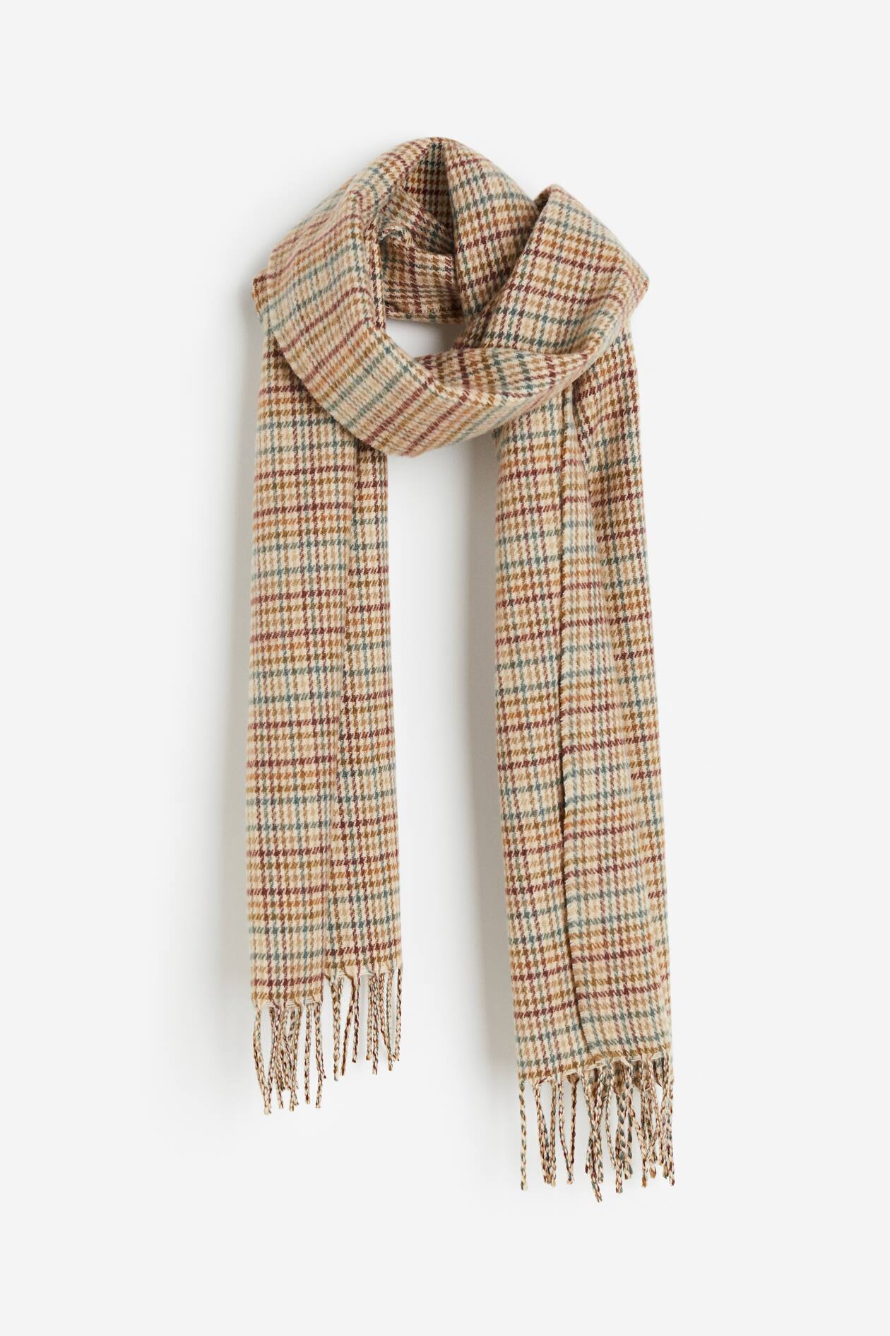 Schal Beige Kariert