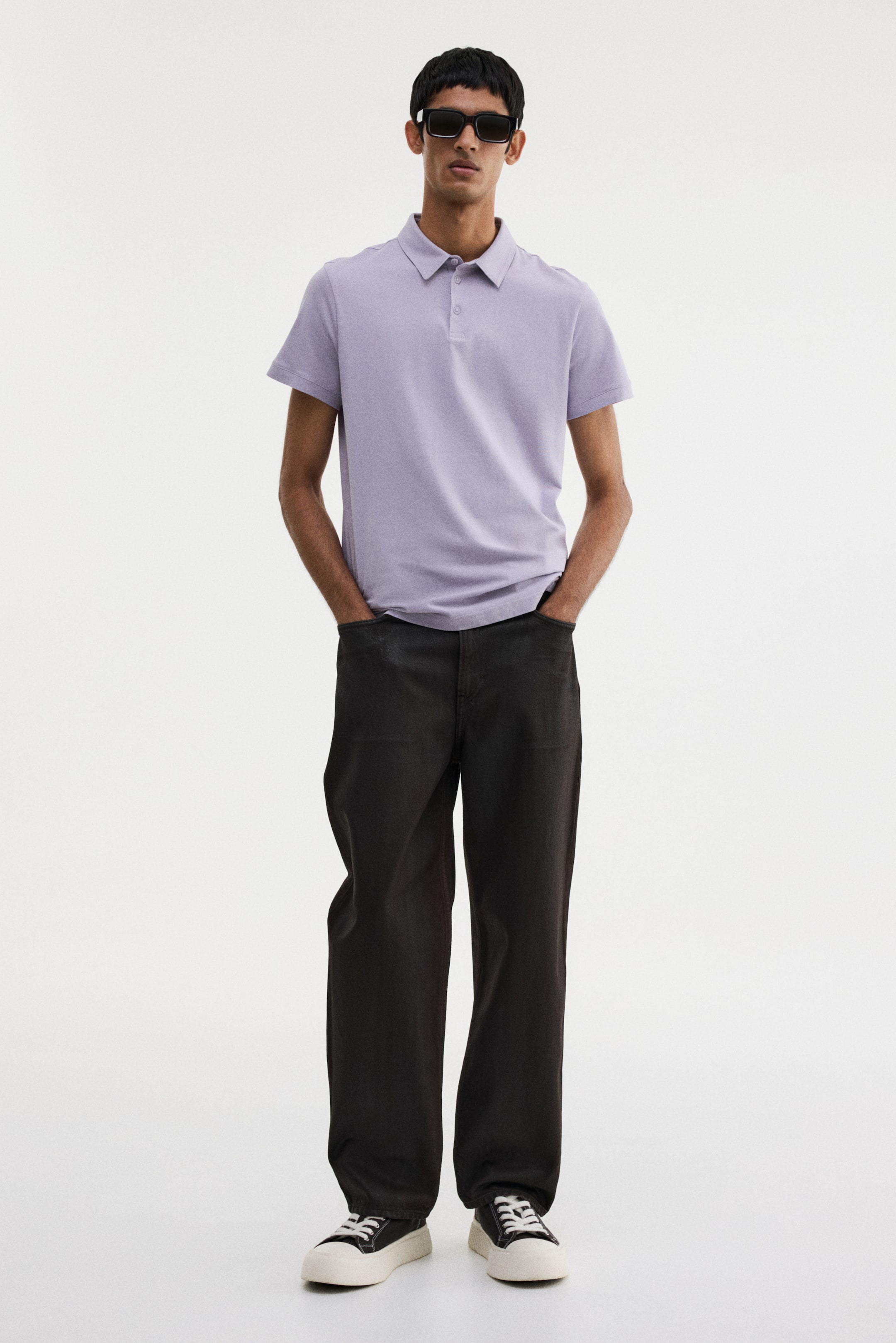 Slim Fit Polo shirt - Light purple - Men | H&M IN