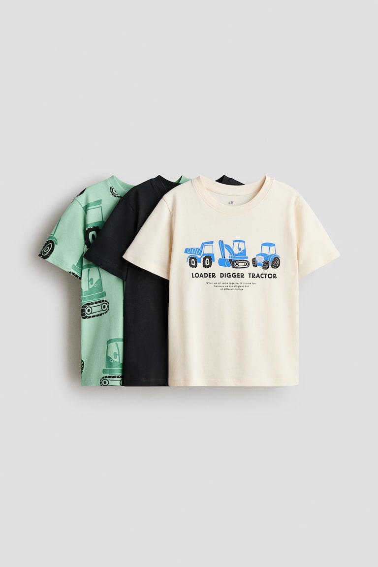 Cream/tractors 3-Pack Cotton T-Shirts for kids | H&M US