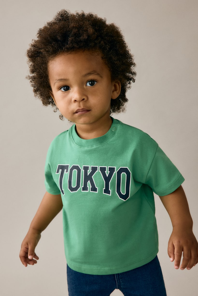Bright green/Tokyo Printed Cotton T-Shirt for kids | H&M US