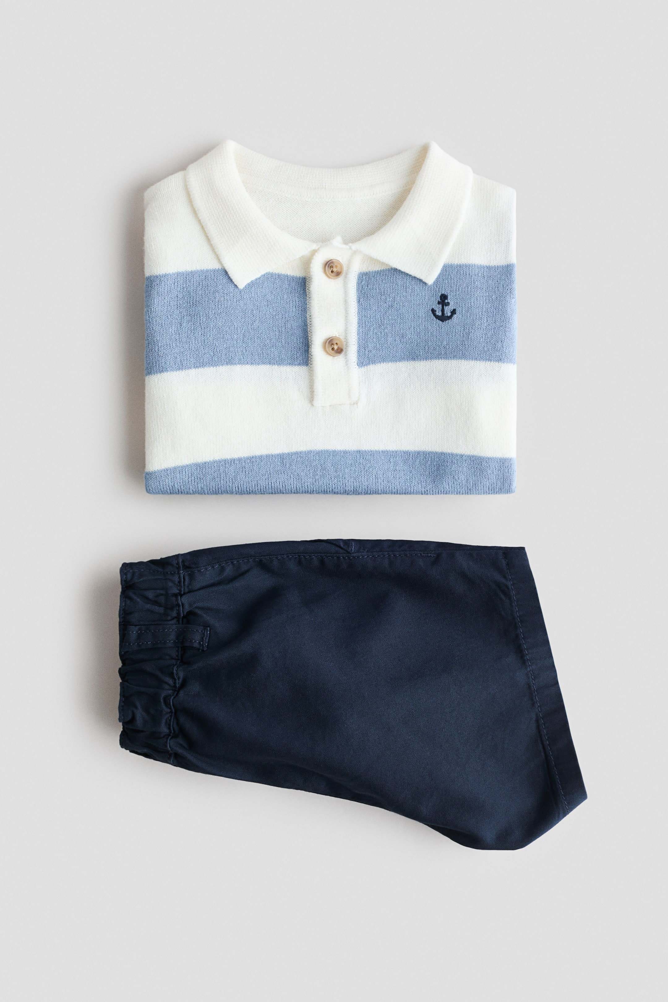 Blue/anchor 2-Piece Polo Shirt and Shorts Set for kids | H&M US