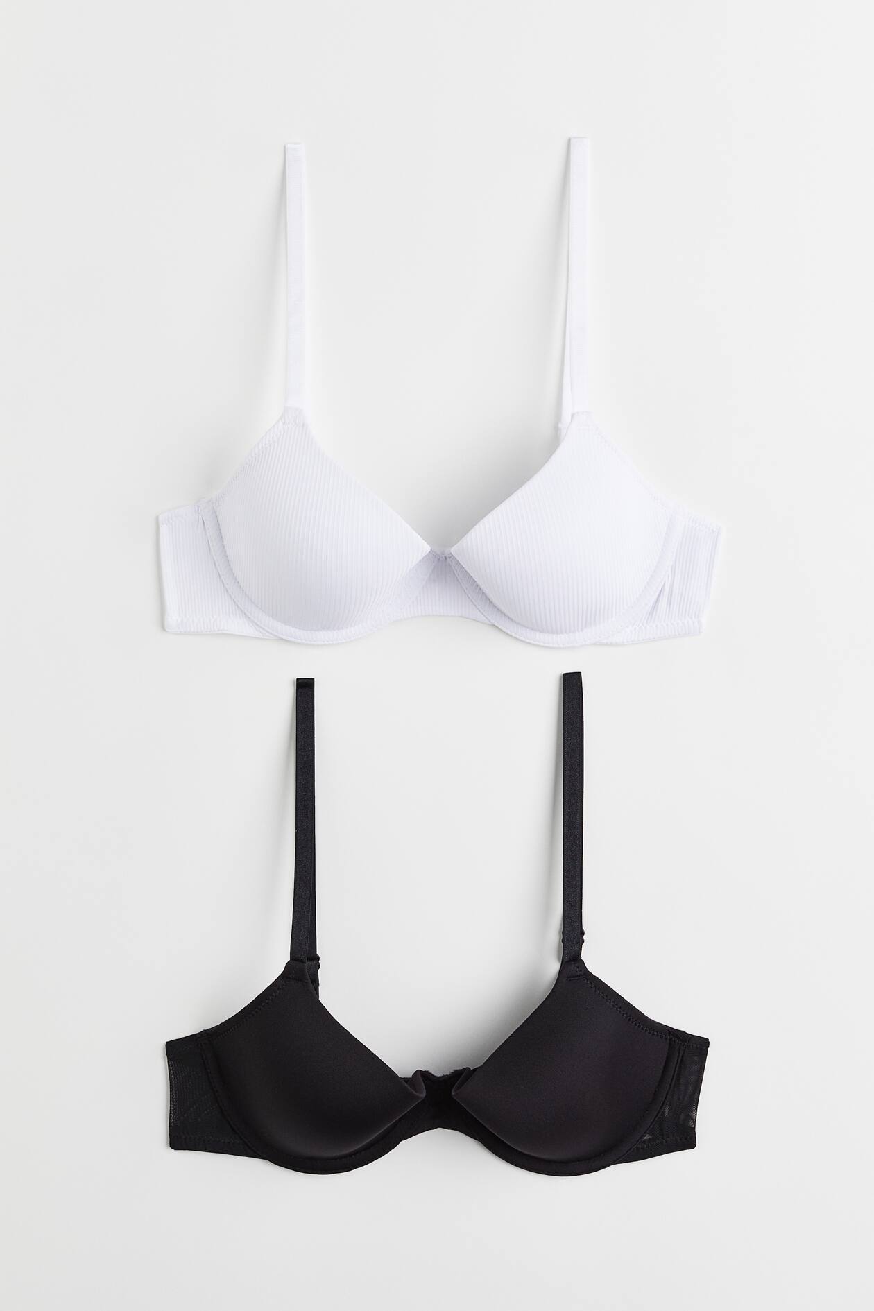 Women's Black/White 2-pack padded underwired bras | H&M GB