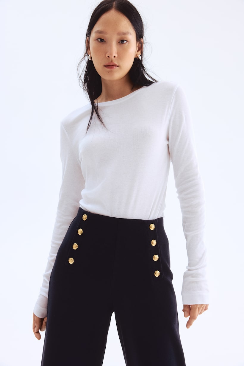 Women's Navy blue Button-front Pants | H&M CA