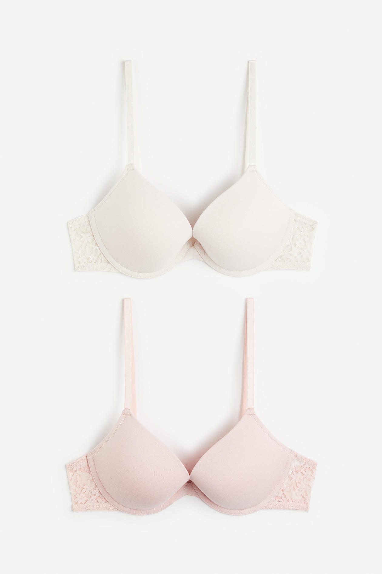 Women's White/Light pink 2-pack cotton push-up bras | H&M MY