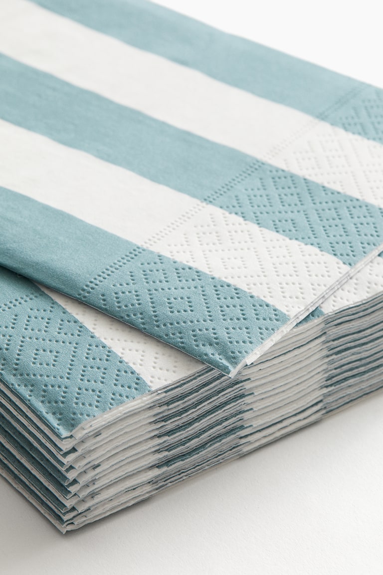 Turquoise/striped 15-pack Paper Napkins at H&M Home | H&M US