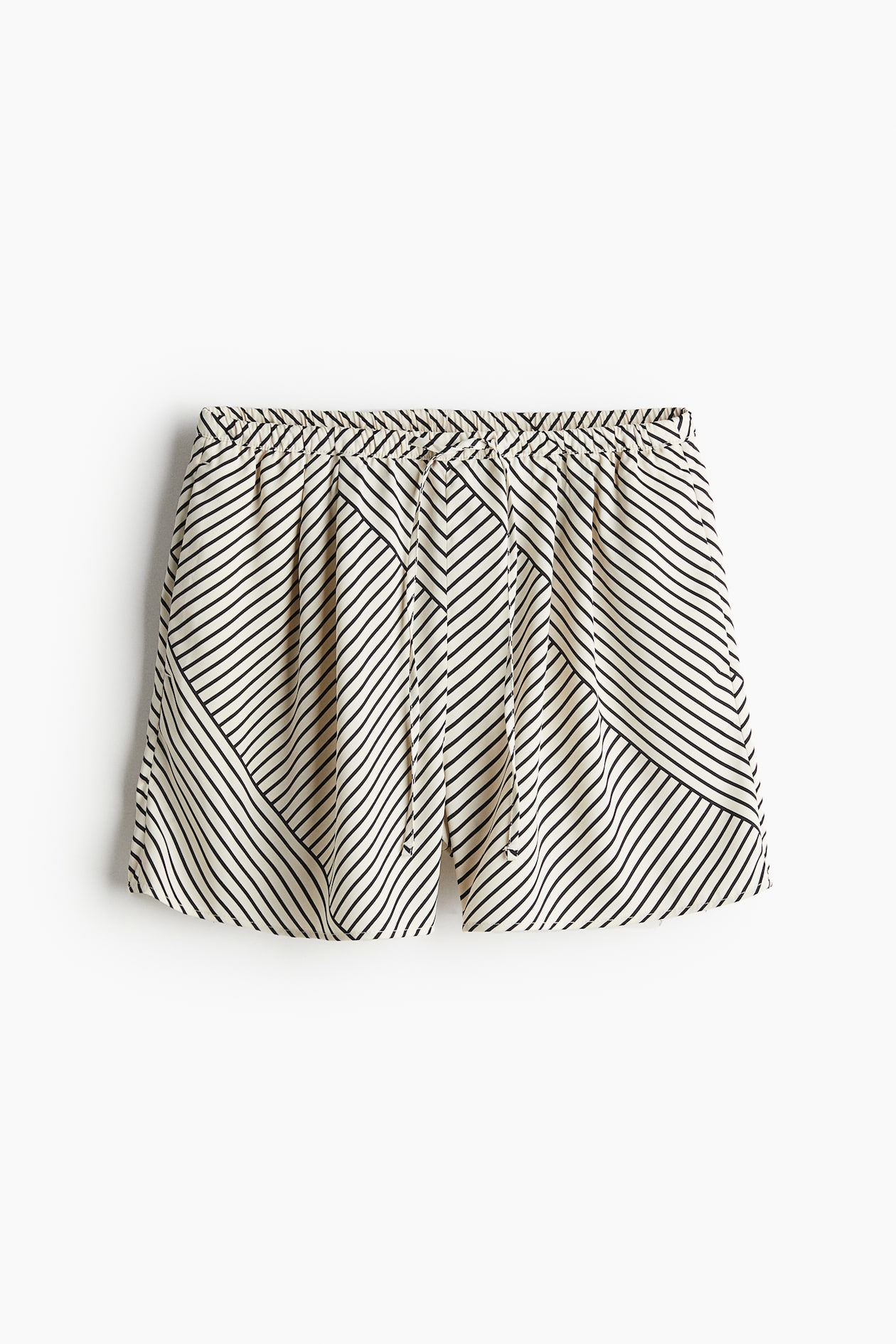 Pantalón corto con cordón de ajuste - Crema/Rayas - MUJER | H&M ES