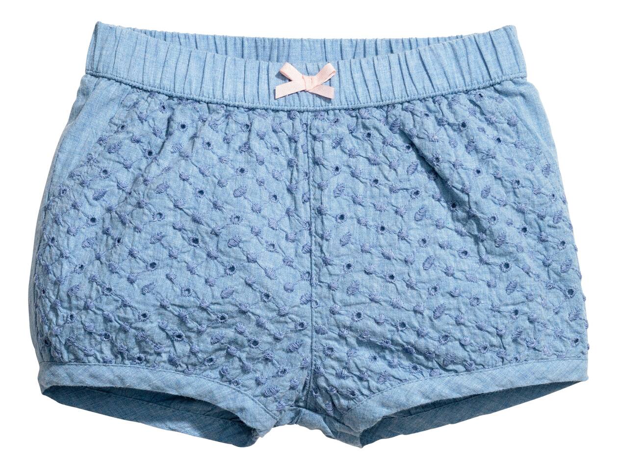 Blue Embroidered puff shorts for kids | H&M CA