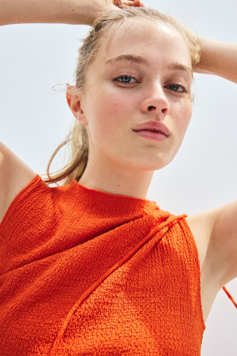 Drawstring-Detail Top - Bright orange - Ladies | H&M US