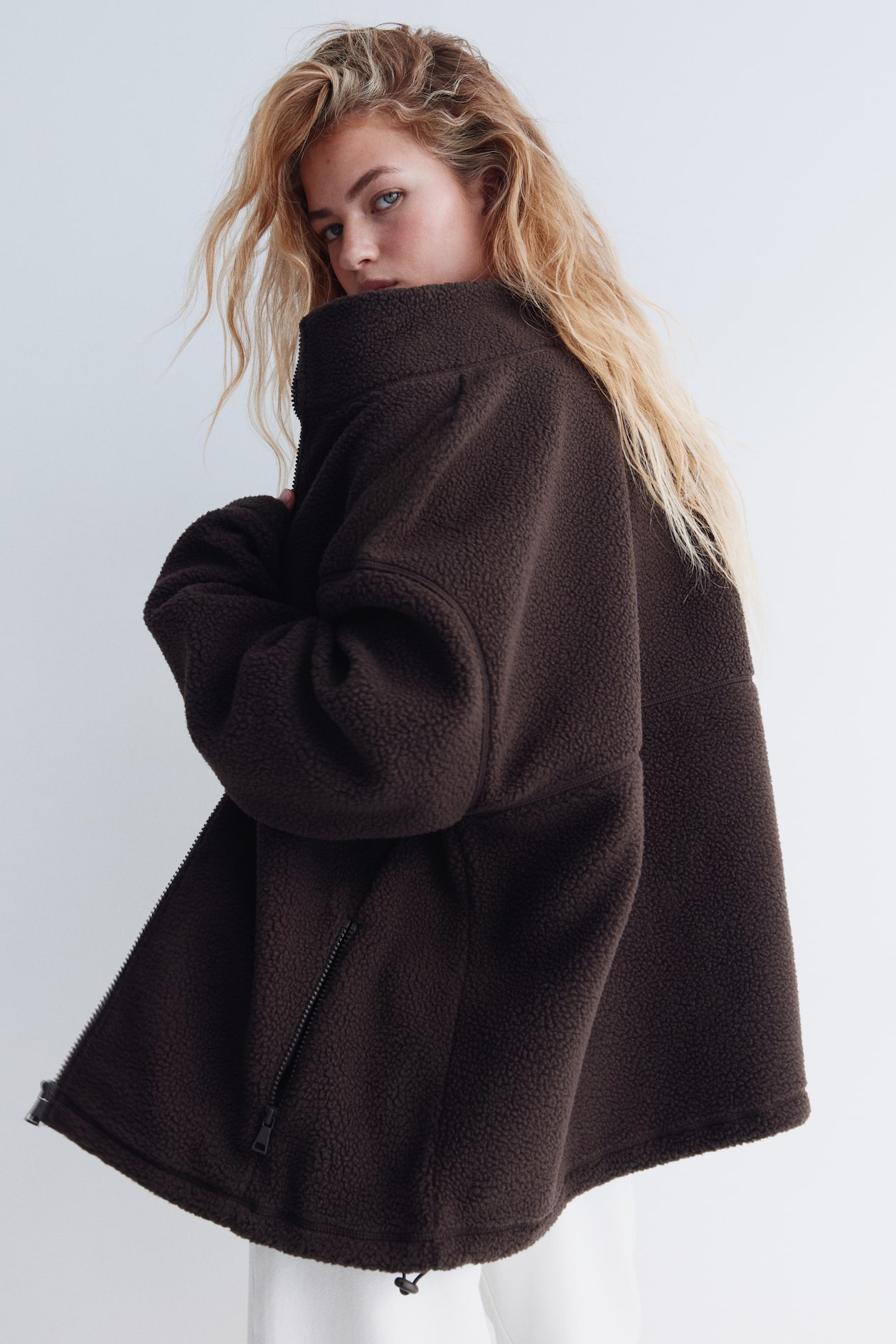 Women's Dark brown Teddy Fleece Jacket | H&M US