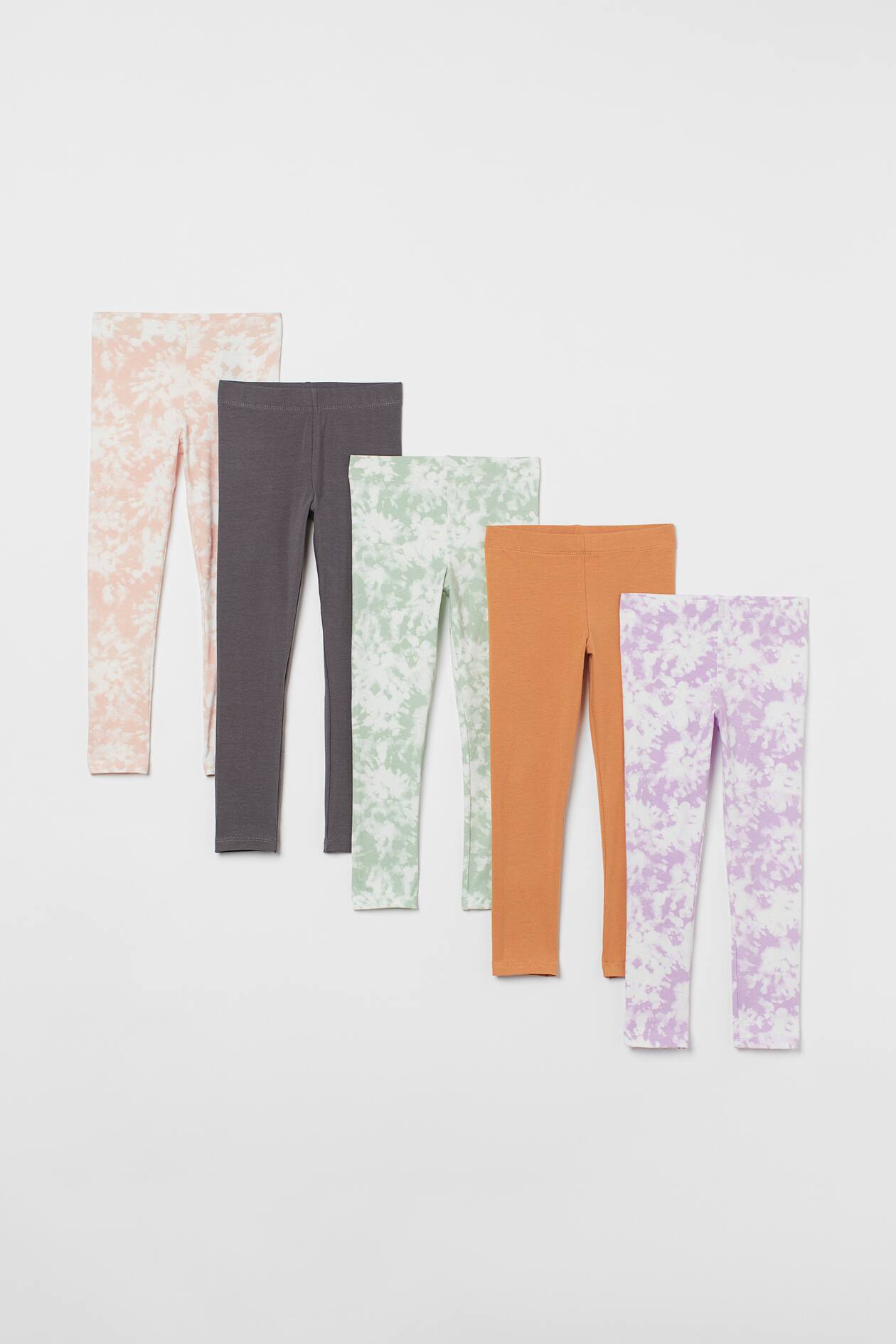 Pet pari pamučnih helanki - Svetloljubičasta/hipi dezen - Kids | H&M RS