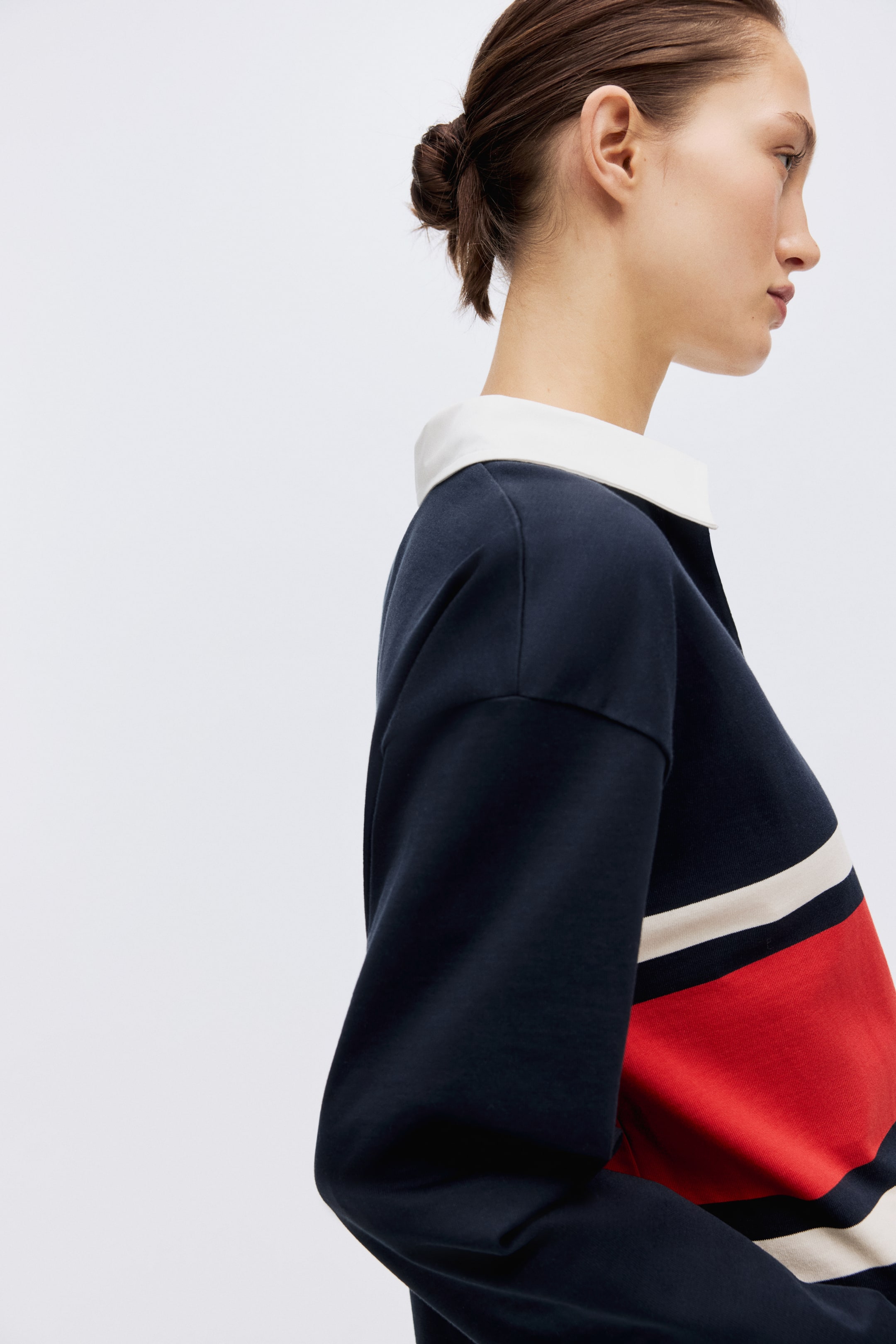 Long rugby shirt - Navy blue/Striped - Ladies | H&M HK