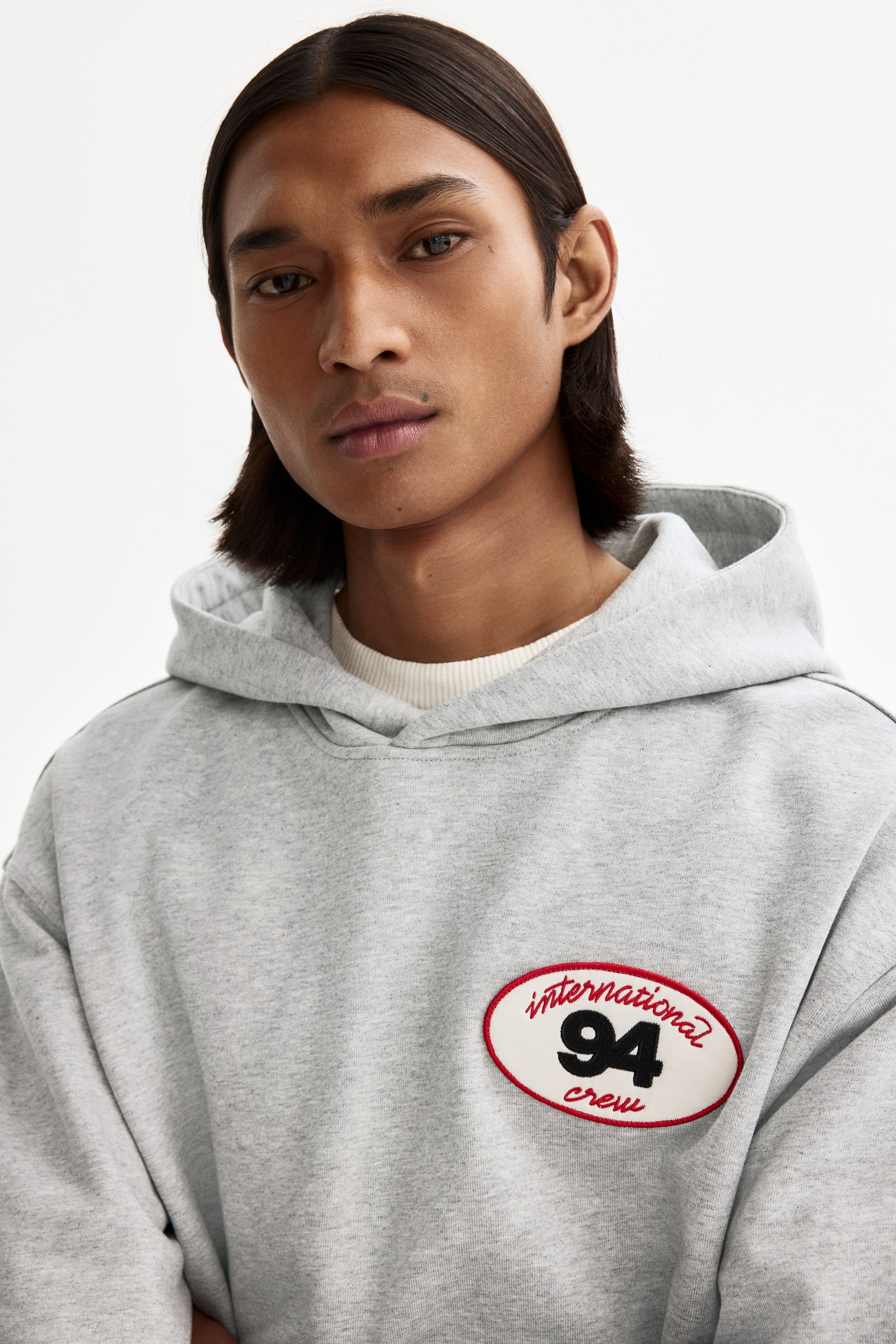 Men’s Gray melange/94 Loose-Fit Hoodie with Motif | H&M CA