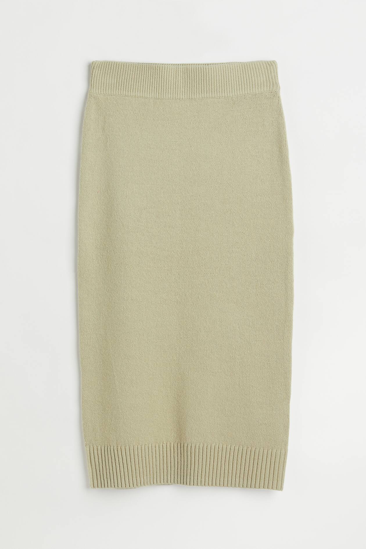Strickrock mit Schlitz - Helles Grünbeige - Ladies | H&M AT