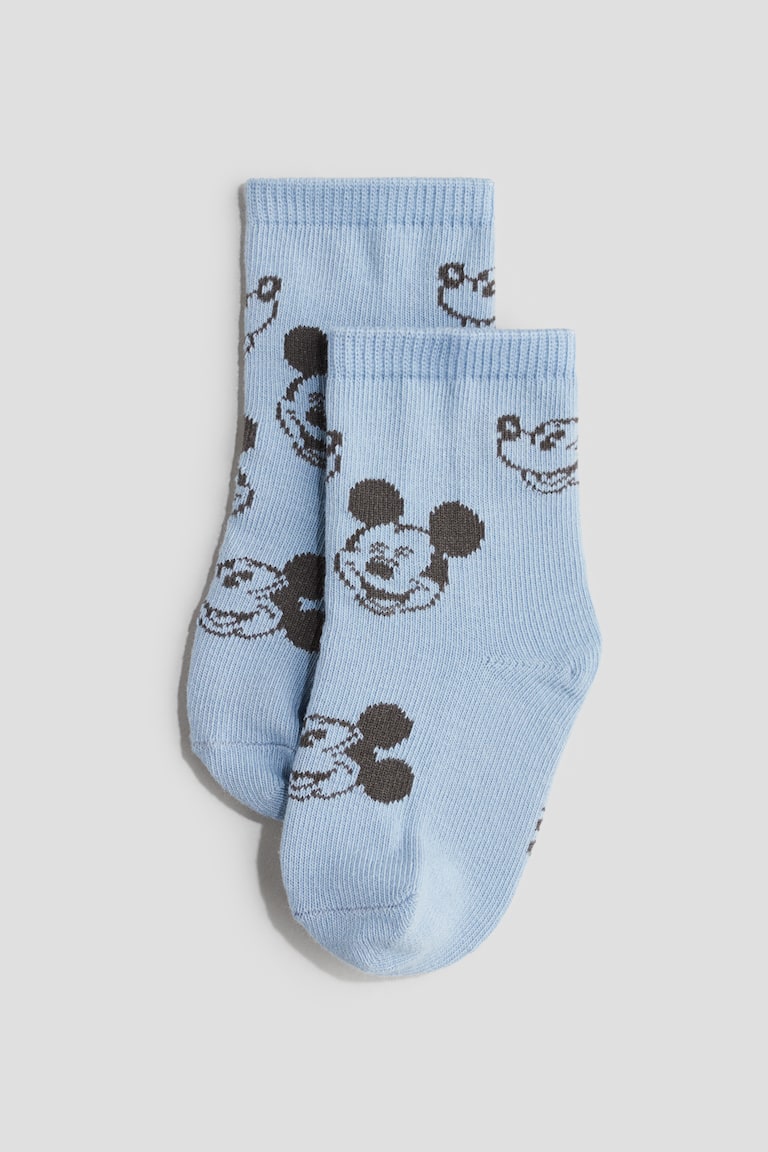 Light blue/Mickey Mouse 3-pack Motif-detail Socks for kids | H&M US