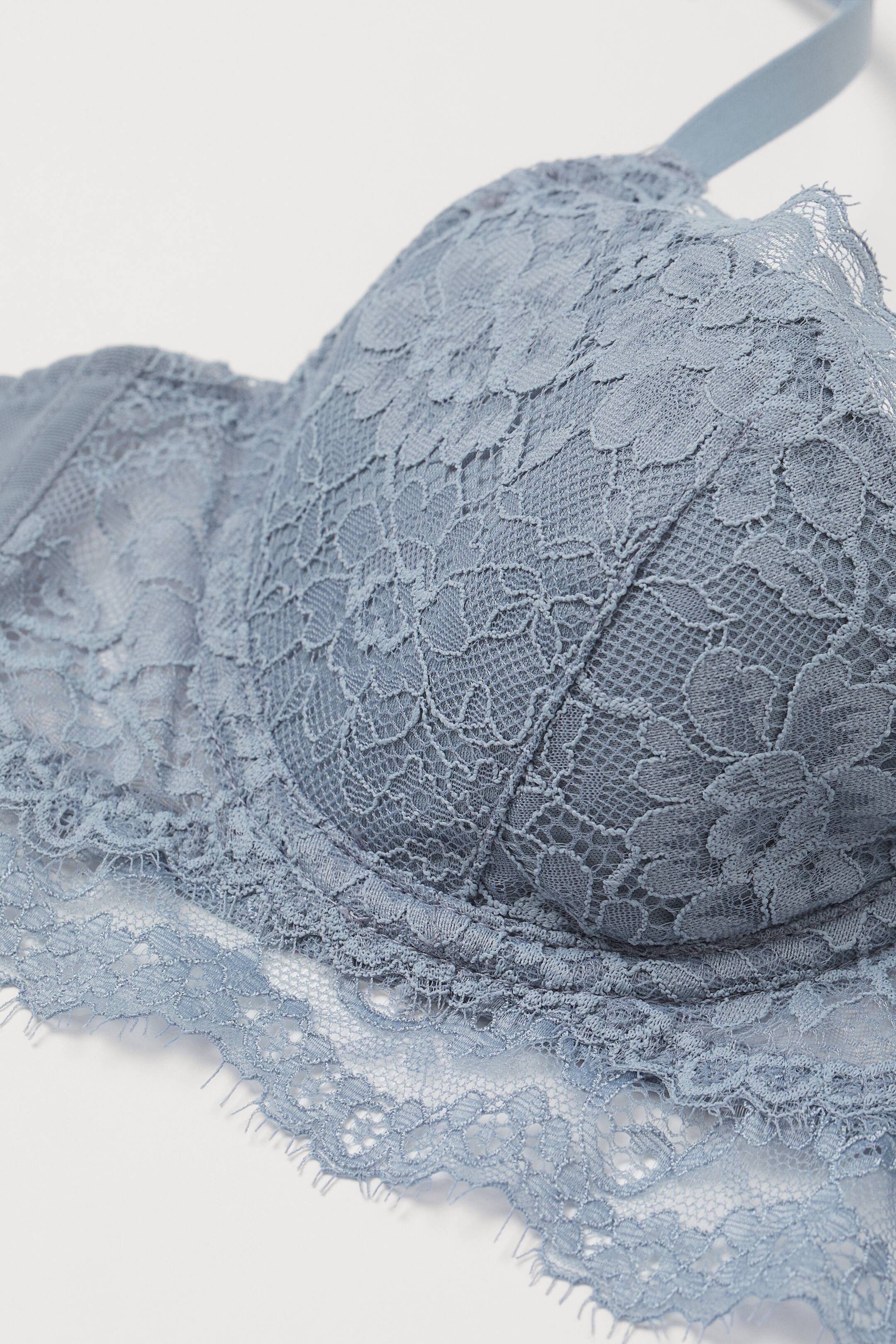 Padded Underwire Lace Bra - Pigeon blue - Ladies | H&M CA