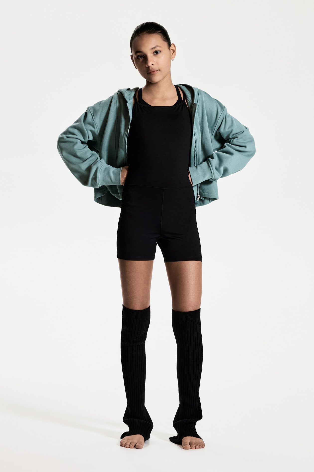 Short-leg sports unitard with DryMove™ - Black - Kids | H&M GB