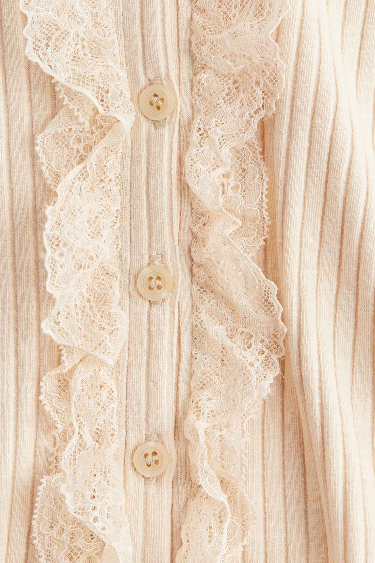 Women's Light beige Lace-detail ribbed vest top | H&M GB