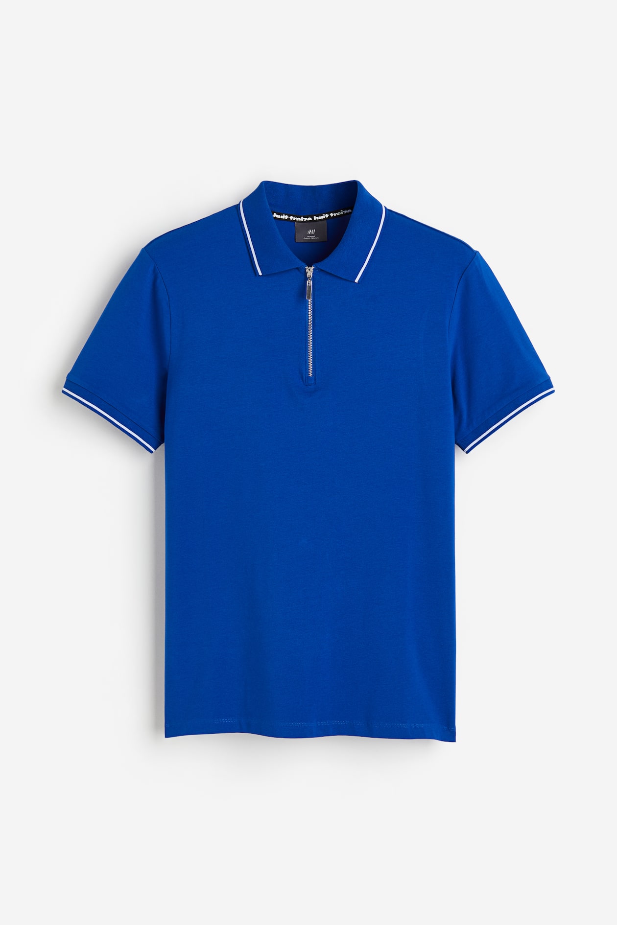 Slim Fit Zip-top polo shirt - Bright blue - Men | H&M IN