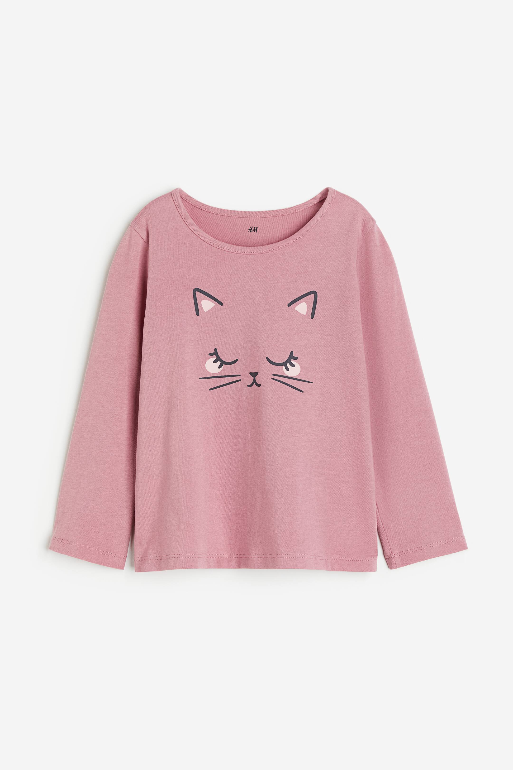 Μακρυμάνικη ζέρσεϊ μπλούζα - Ροζ/γάτα - Kids | H&M GR