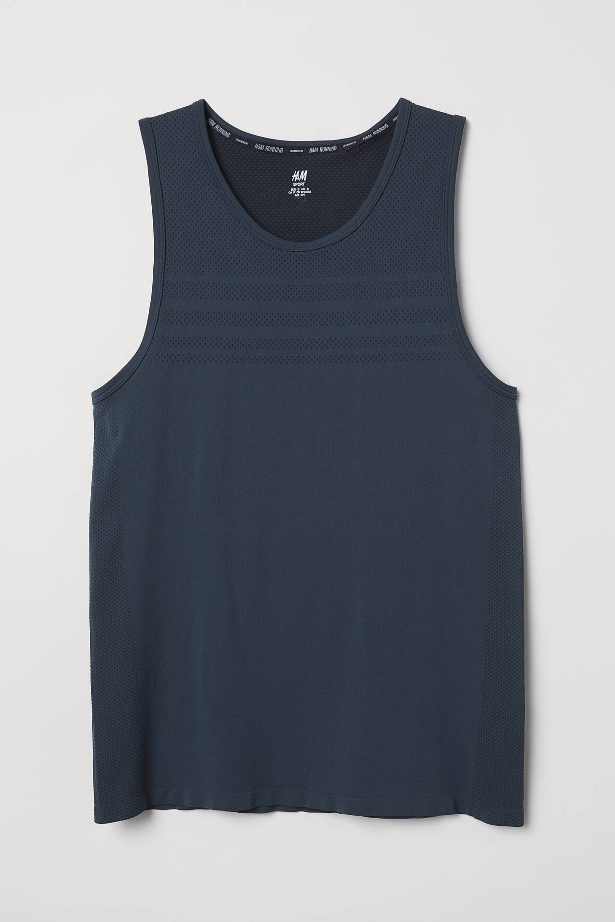 Seamless running vest top - Dark steel blue - Men | H&M