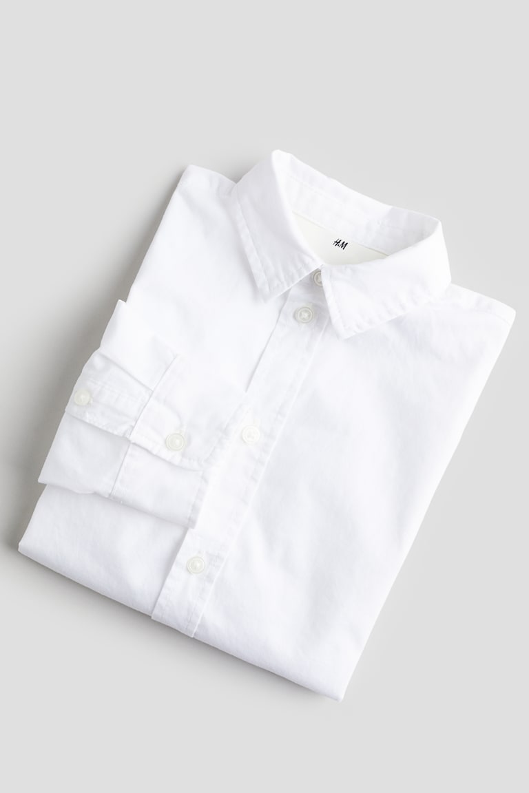 White Long-sleeved Cotton Shirt for kids | H&M US