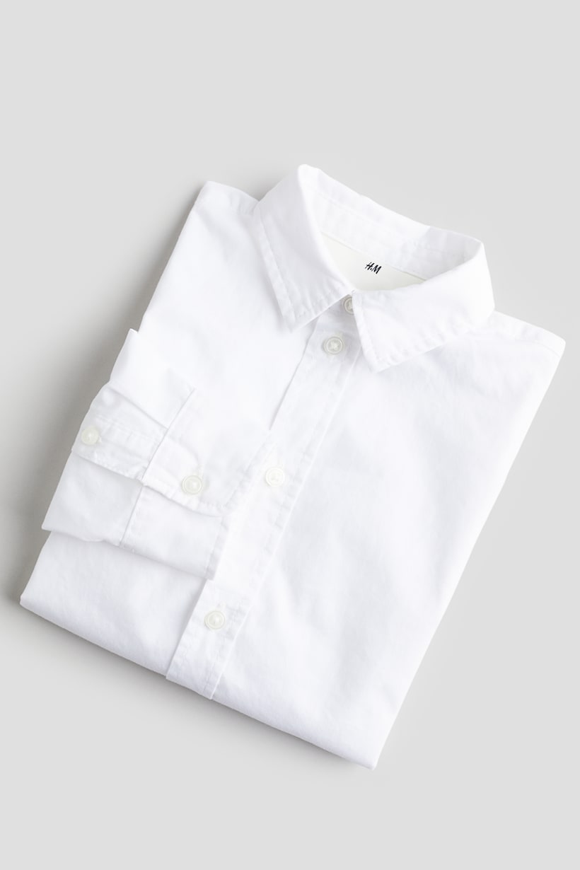 White Long-sleeved Cotton Shirt for kids | H&M US