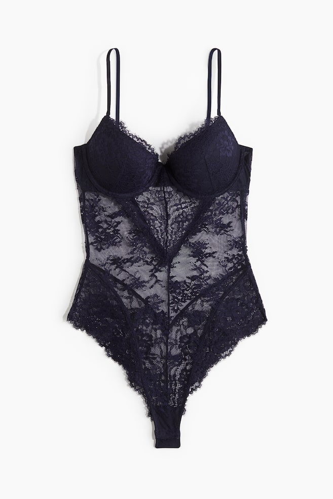 Lace Push-up Bodysuit - Navy blue - Ladies | H&M US
