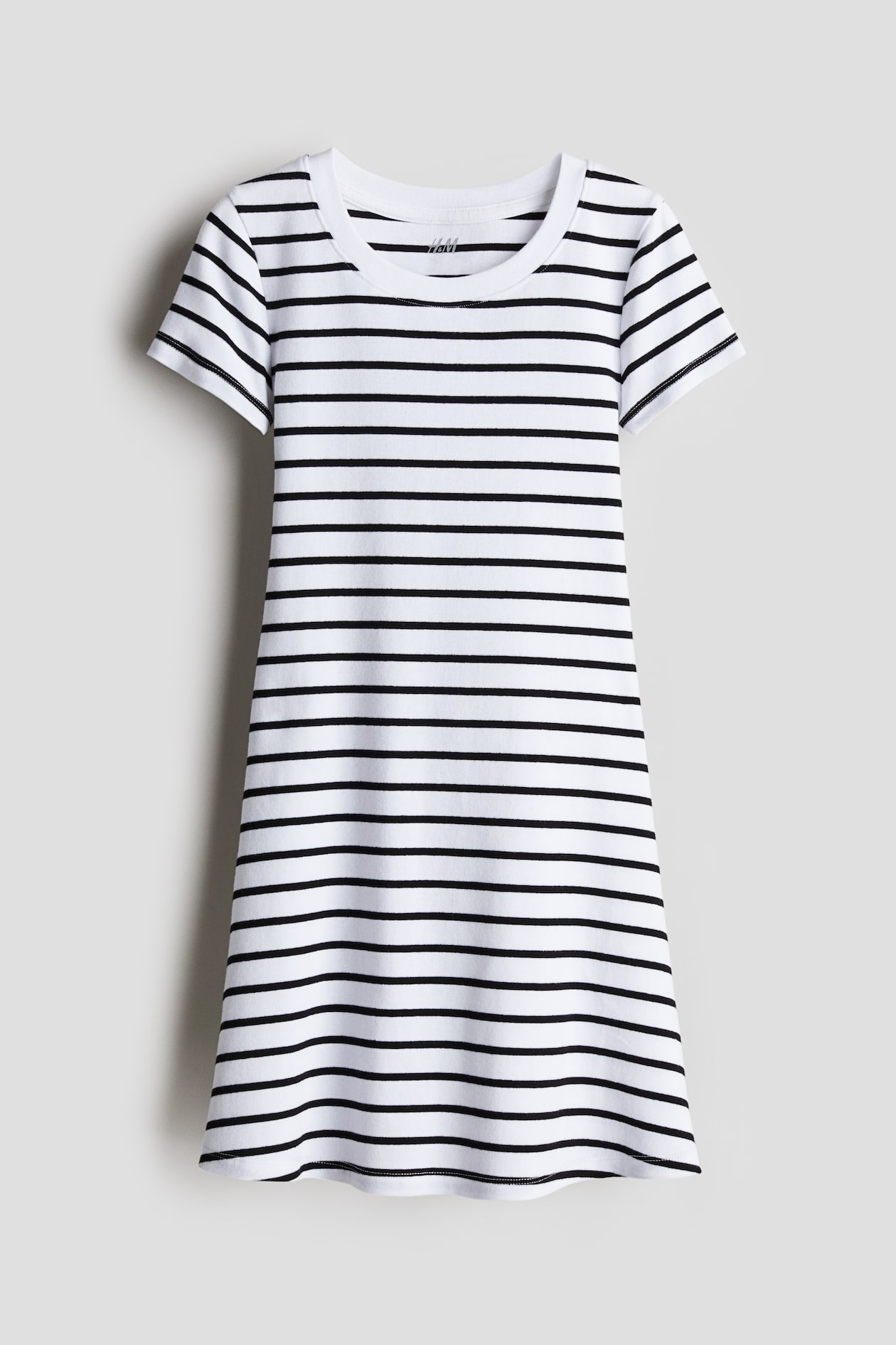White/striped Short-sleeved Jersey Dress for kids | H&M CA