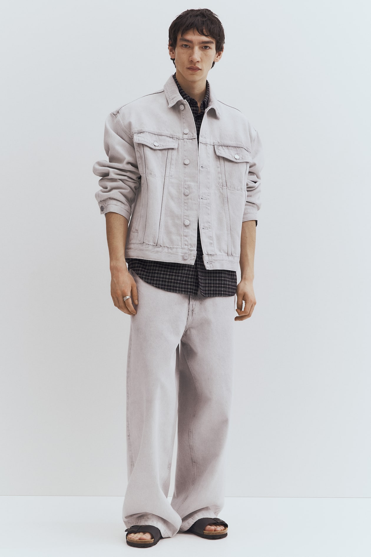 Loose-Fit Denim Jacket - Light gray - Men | H&M US