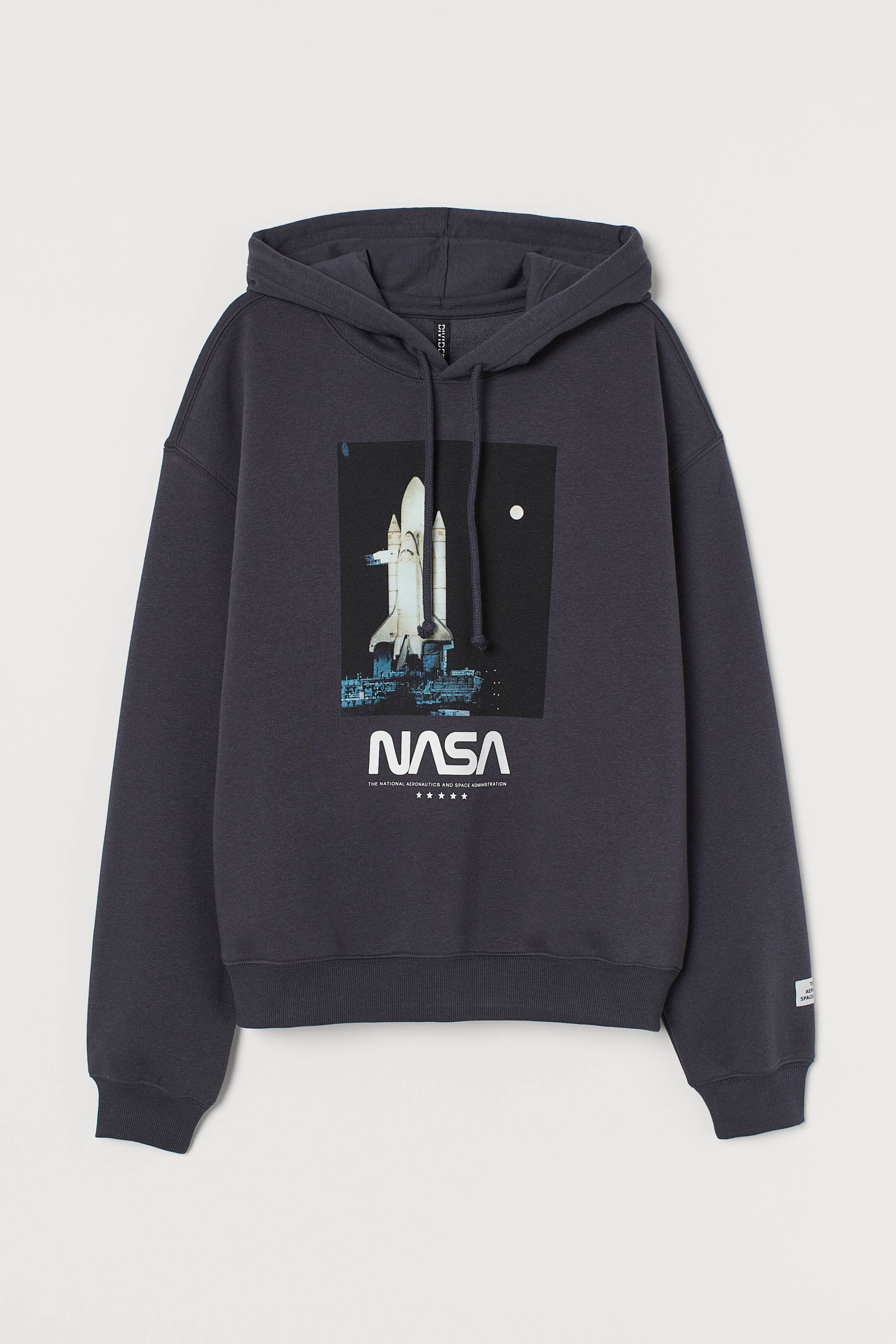 Φούτερ με κουκούλα και στάμπα - Σκούρο γκρι/NASA - Ladies | H&M GR