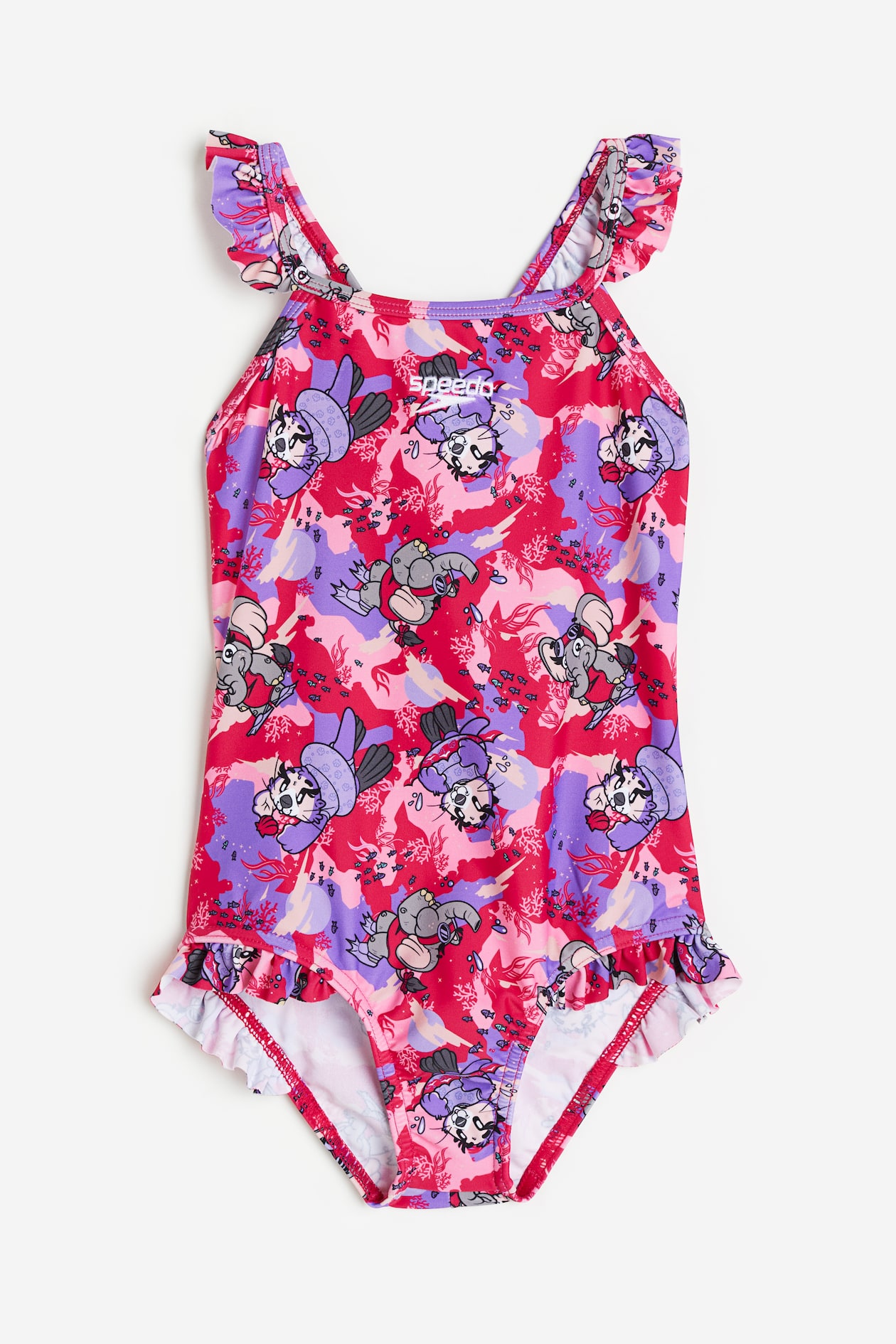 Thinstrap Baddräkt Med Tryck Och Volang - Rosa/purpur - Speedo - BARN ...