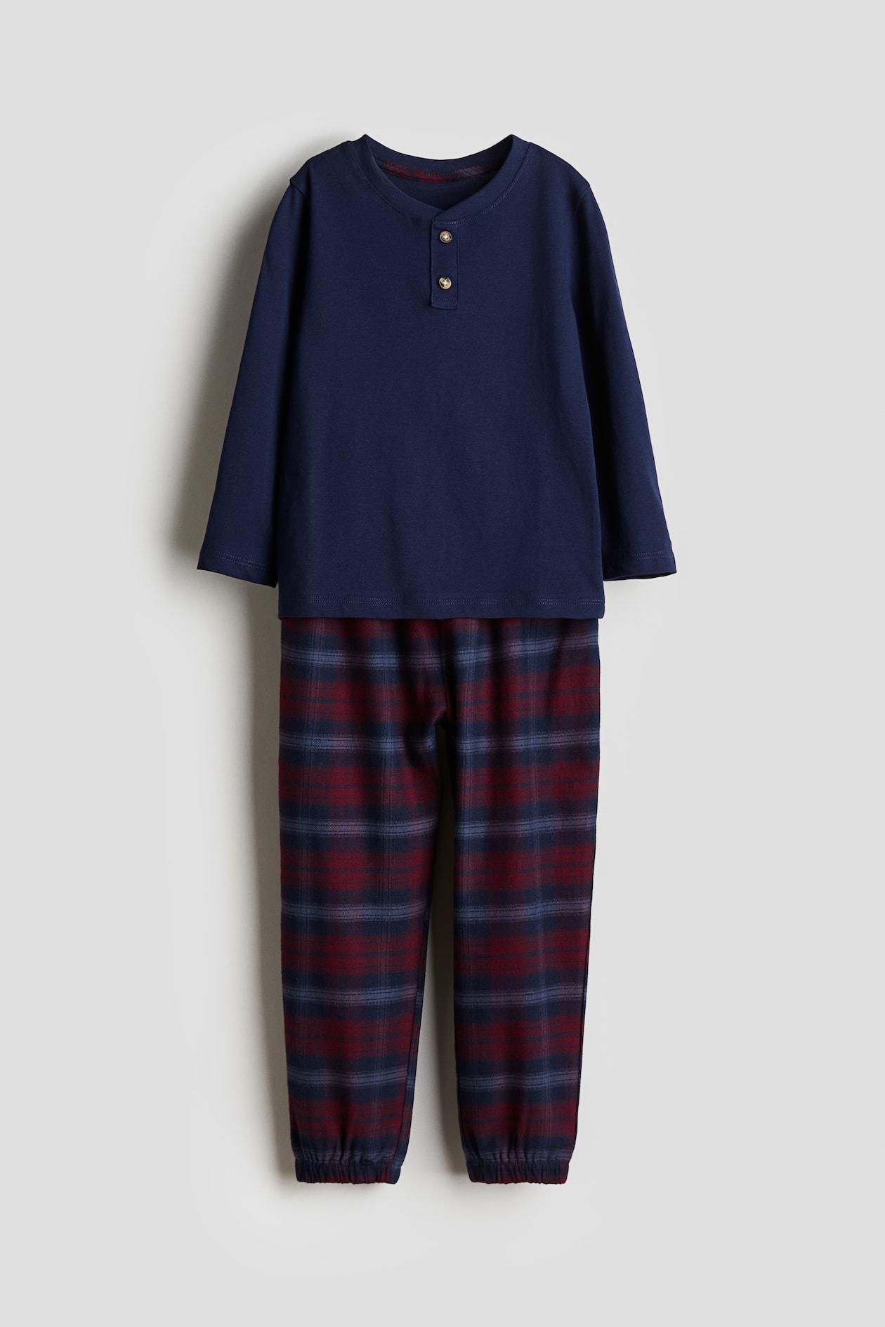 Cotton pyjamas - Dark blue/Checked - Kids | H&M GB