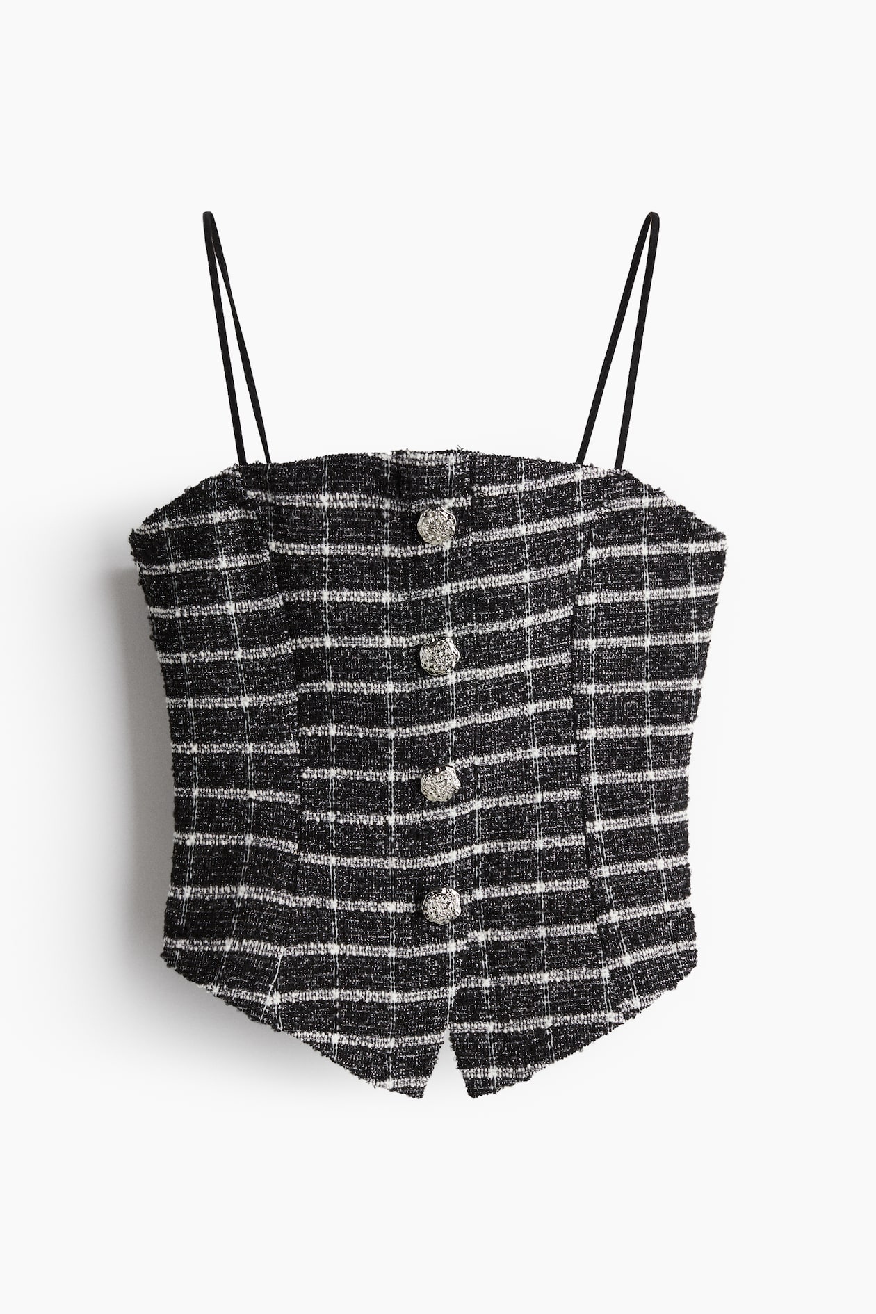 Women's Black/Checked Glittery button-front strappy top | H&M GB