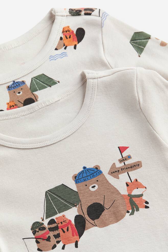 2-pack Snug Fit Cotton Pajamas - Light beige/animals - Kids | H&M US