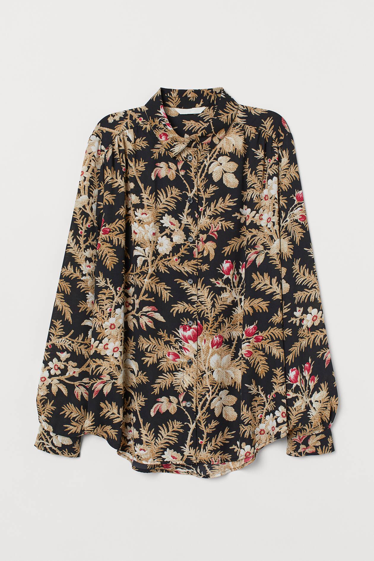 長袖ブラウス - ブラック／フローラル - レディース | H&M JP